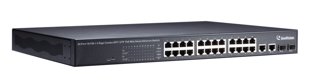 Geovision GV-POE2401-V2 24-port 10/100 Mbps Web Managed Base T(x)PoE+W