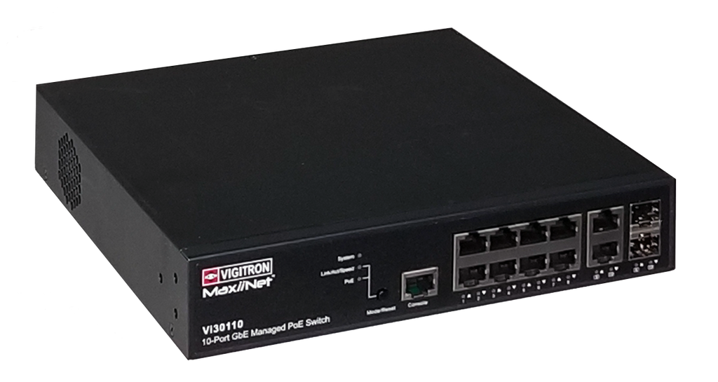 Vigitron Vi30110 10- Port MaxiiNet L2+/L3 Lite 36W PoE Switch
